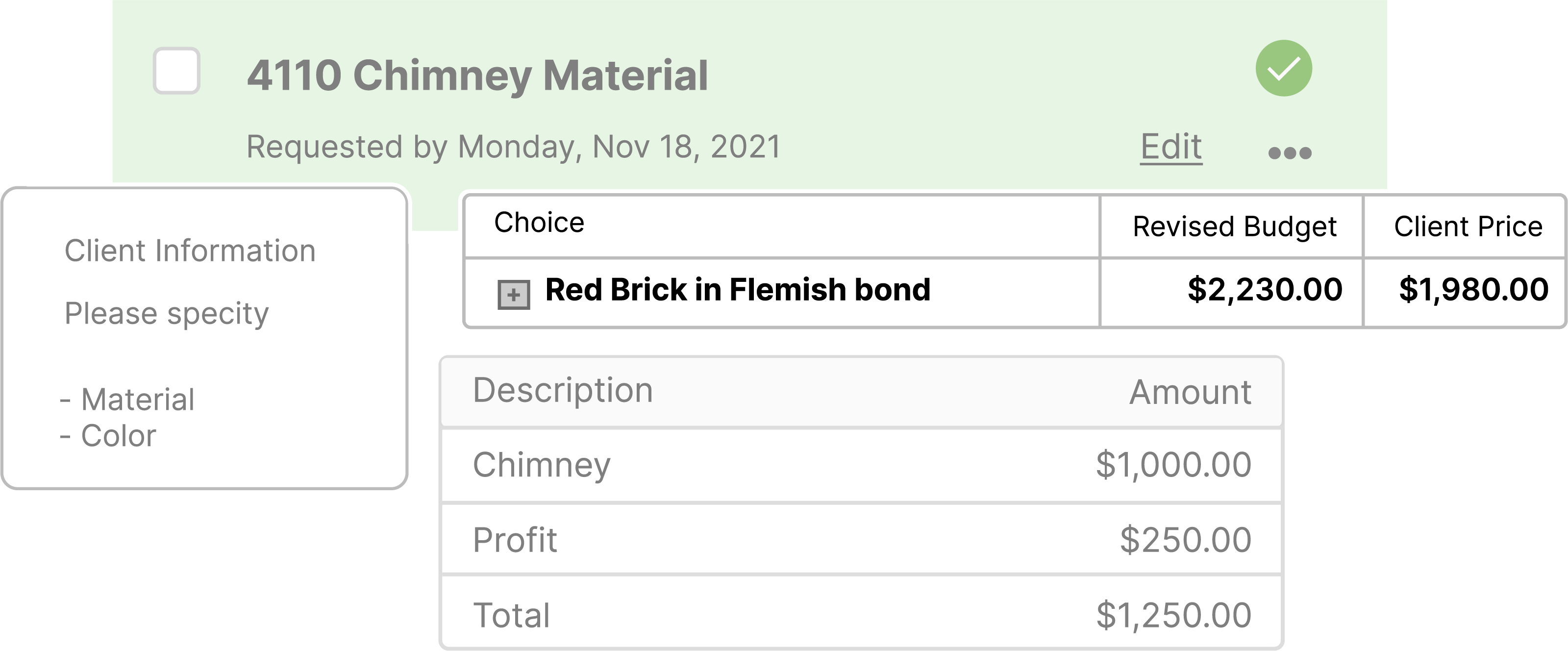 Construction selections software features | CoConstruct | CoConstruct